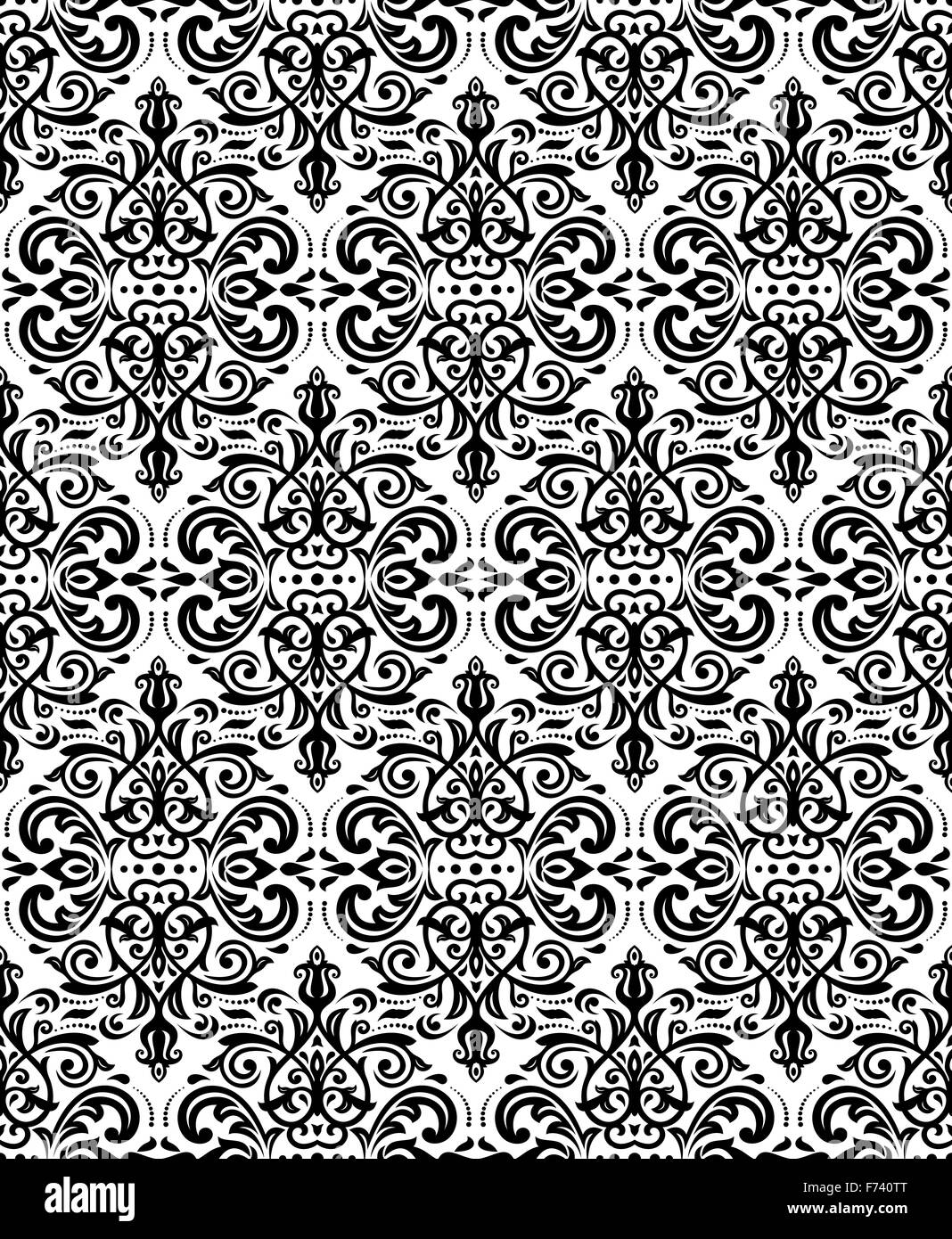 Damask Seamless Black and White Pattern Stock Photo - Alamy