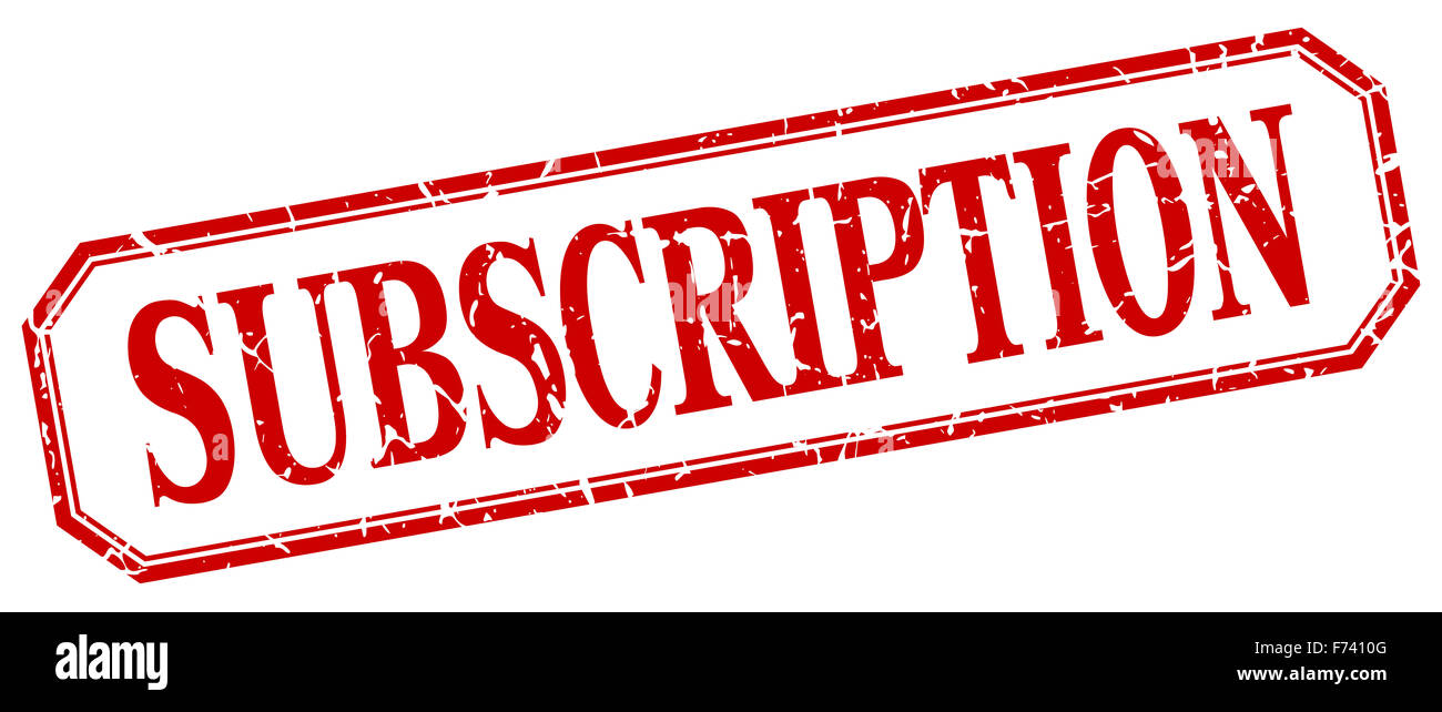 subscription square red grunge vintage isolated label Stock Photo - Alamy