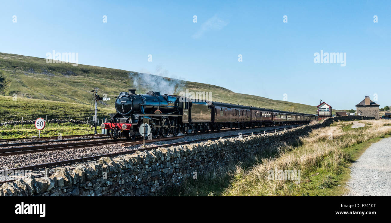 The Fellsman steam train, The Sherwood Forester at Blea Moor signal box ...