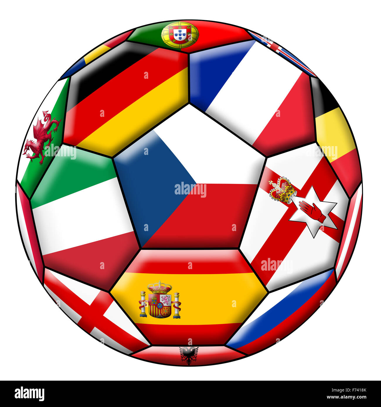 Soccer ball on a white background with flag of Czech republic in the ...
