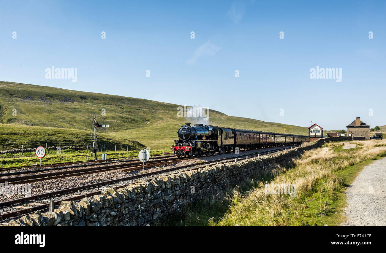 The Fellsman steam train, The Sherwood Forester at Blea Moor signal box ...