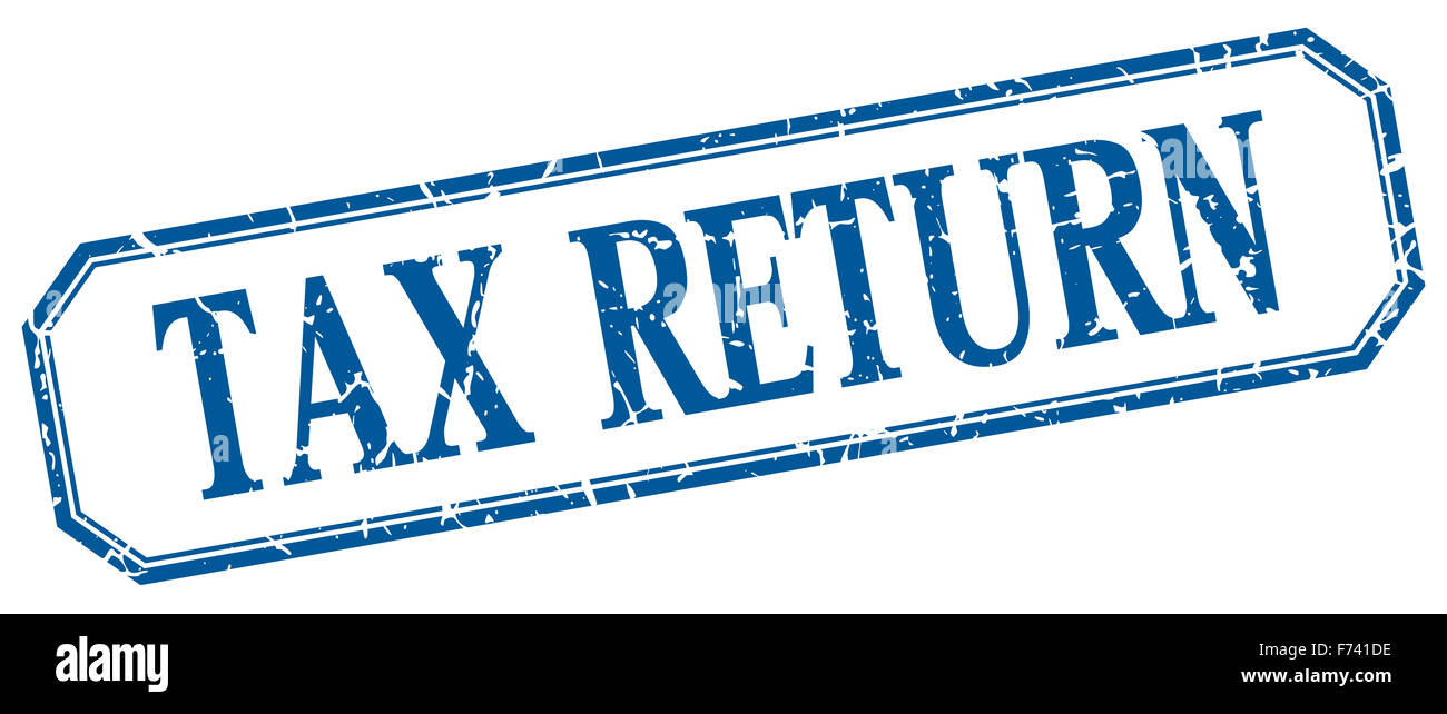 tax return square blue grunge vintage isolated label Stock Photo - Alamy