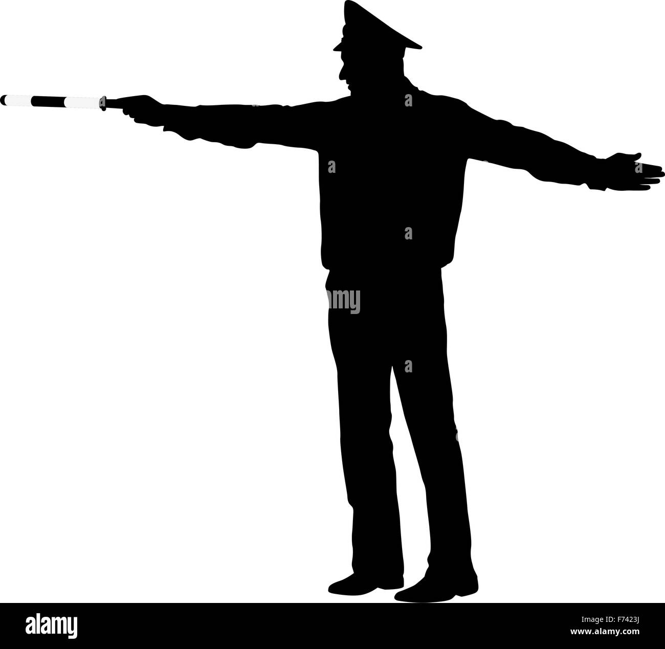 Policeman hand signal Black and White Stock Photos & Images - Alamy