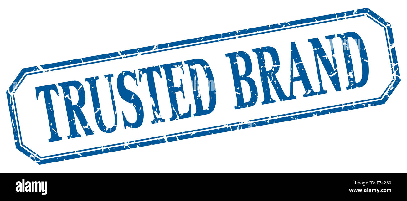 trusted brand square blue grunge vintage isolated label Stock Photo - Alamy