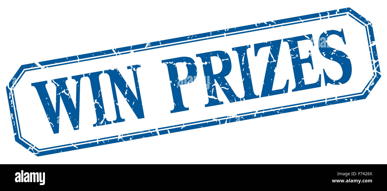 win prizes square blue grunge vintage isolated label Stock Photo - Alamy
