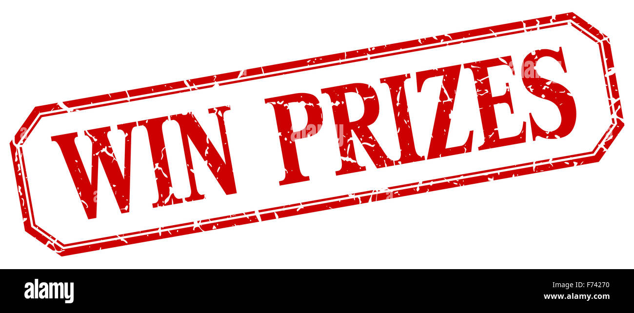 win prizes square red grunge vintage isolated label Stock Photo - Alamy