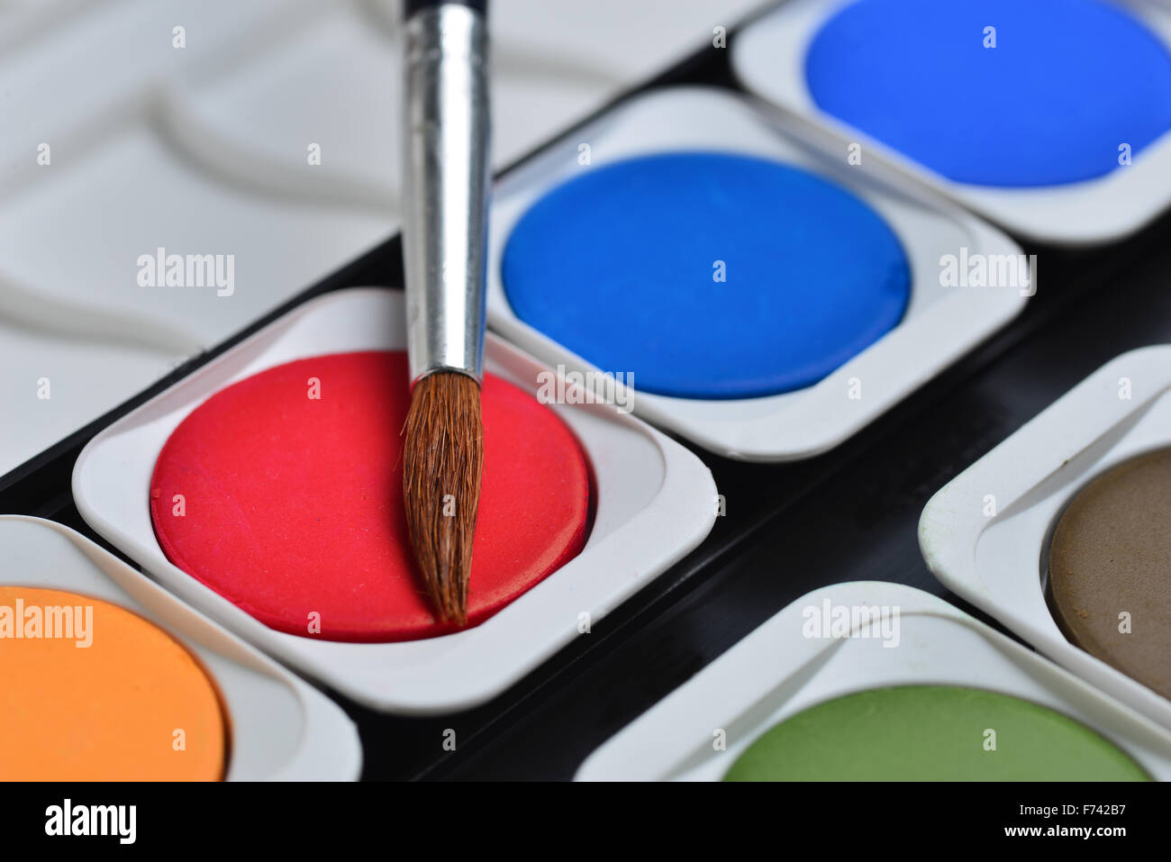 Image showing multi colours in a paint try Stock Photo - Alamy