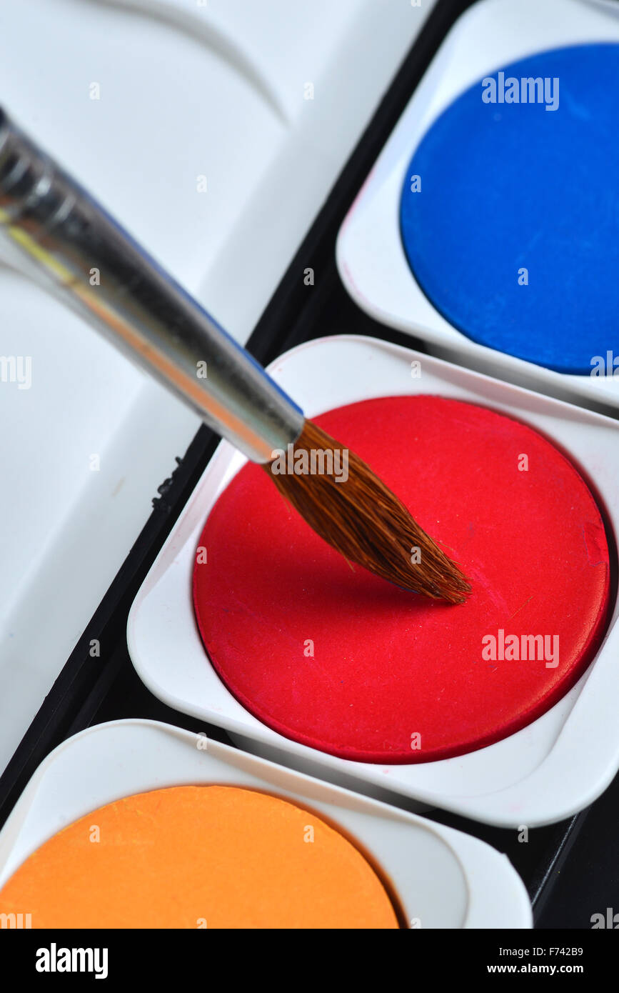 Image showing multi colours in a paint try Stock Photo - Alamy