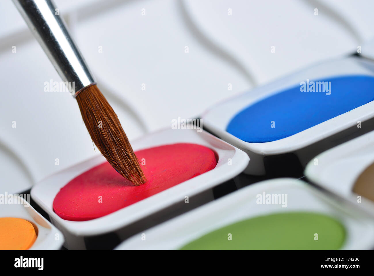 Image showing multi colours in a paint try Stock Photo - Alamy