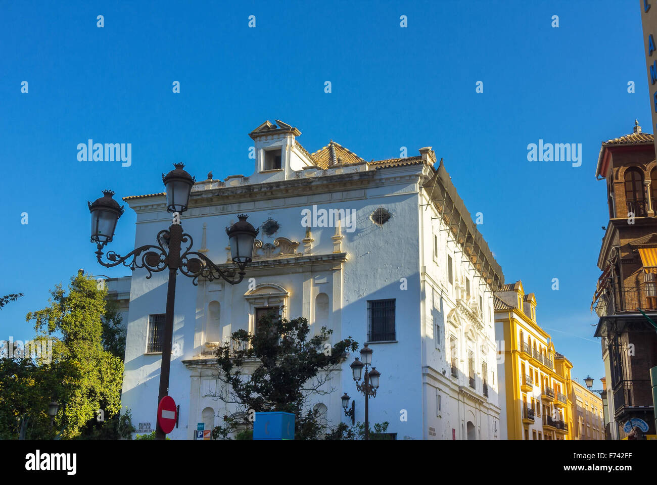 beautiful streets full of typical color of the Andalusian city of ...
