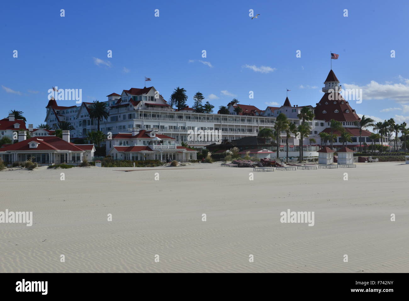 Hotel del Coronado beach front hotel in the city of Coronado Stock ...