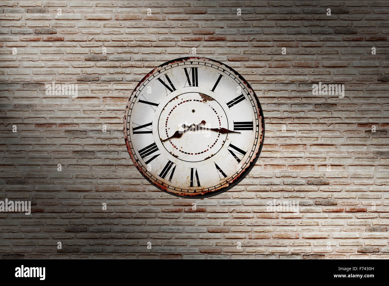 Old clock on a brick wall Stock Photo - Alamy