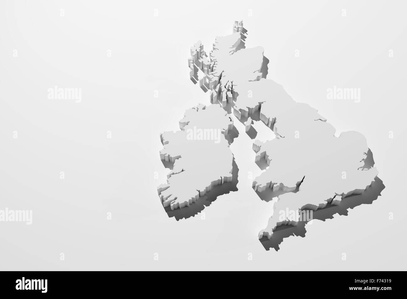 3d rendering of an UK map over a white background Stock Photo - Alamy