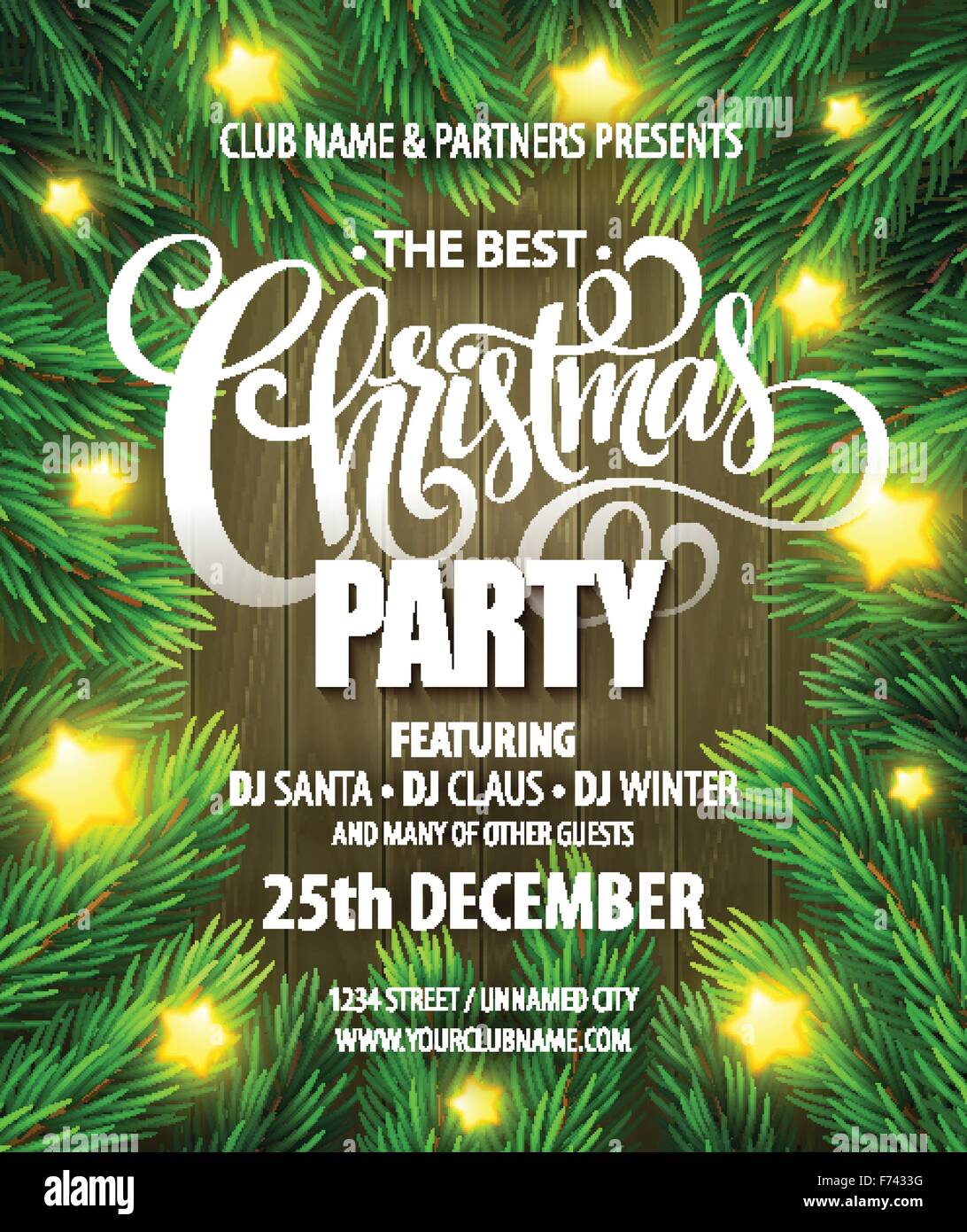 Christmas Party poster design template. Vector illustration Stock ...