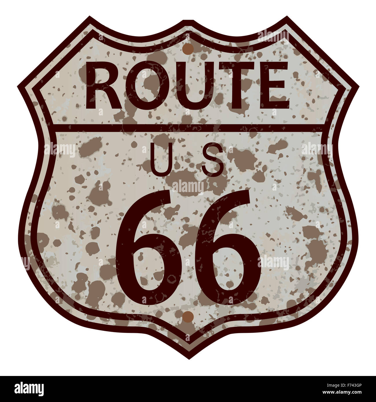 Weathered Route 66 traffic sign over a white background Stock Photo - Alamy