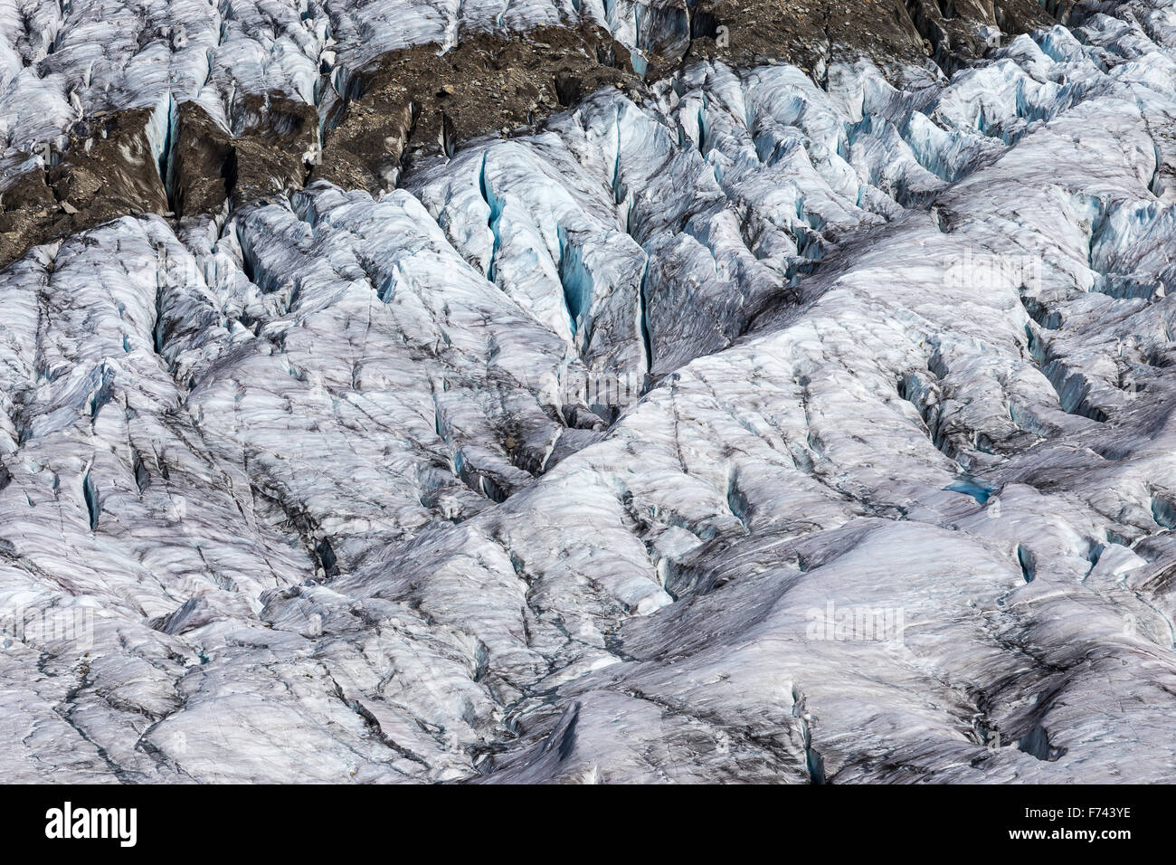 The Aletsch Glacier. Aletschgletscher. Glacier surface, crevasses ...