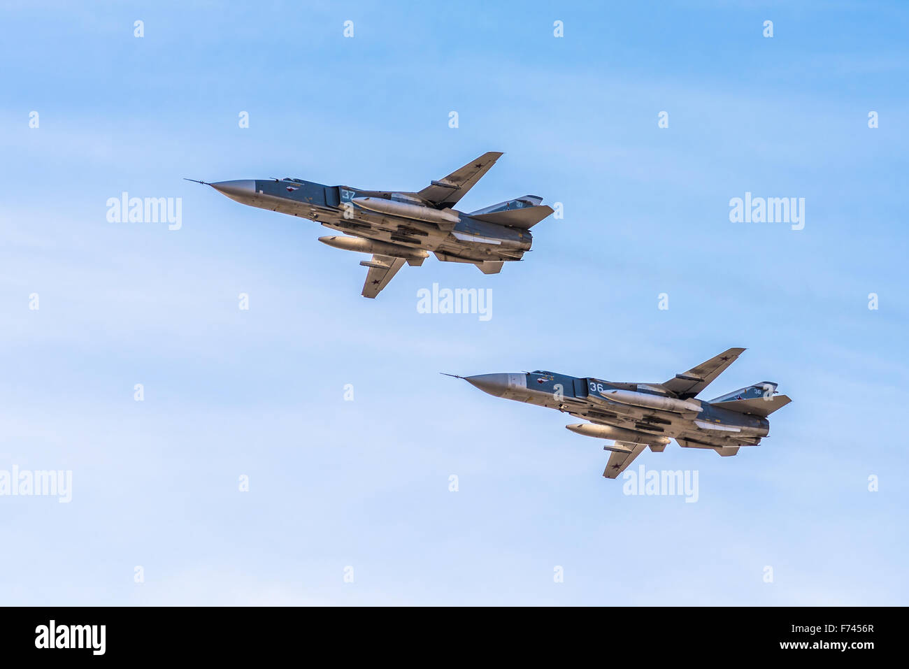 SAINT PETERSBURG, RUSSIA - April, 25, 2015: Sukhoi Su-24 russian ...