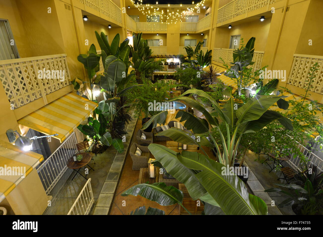 Inner atrium rest area of a Hotel in California Stock Photo - Alamy