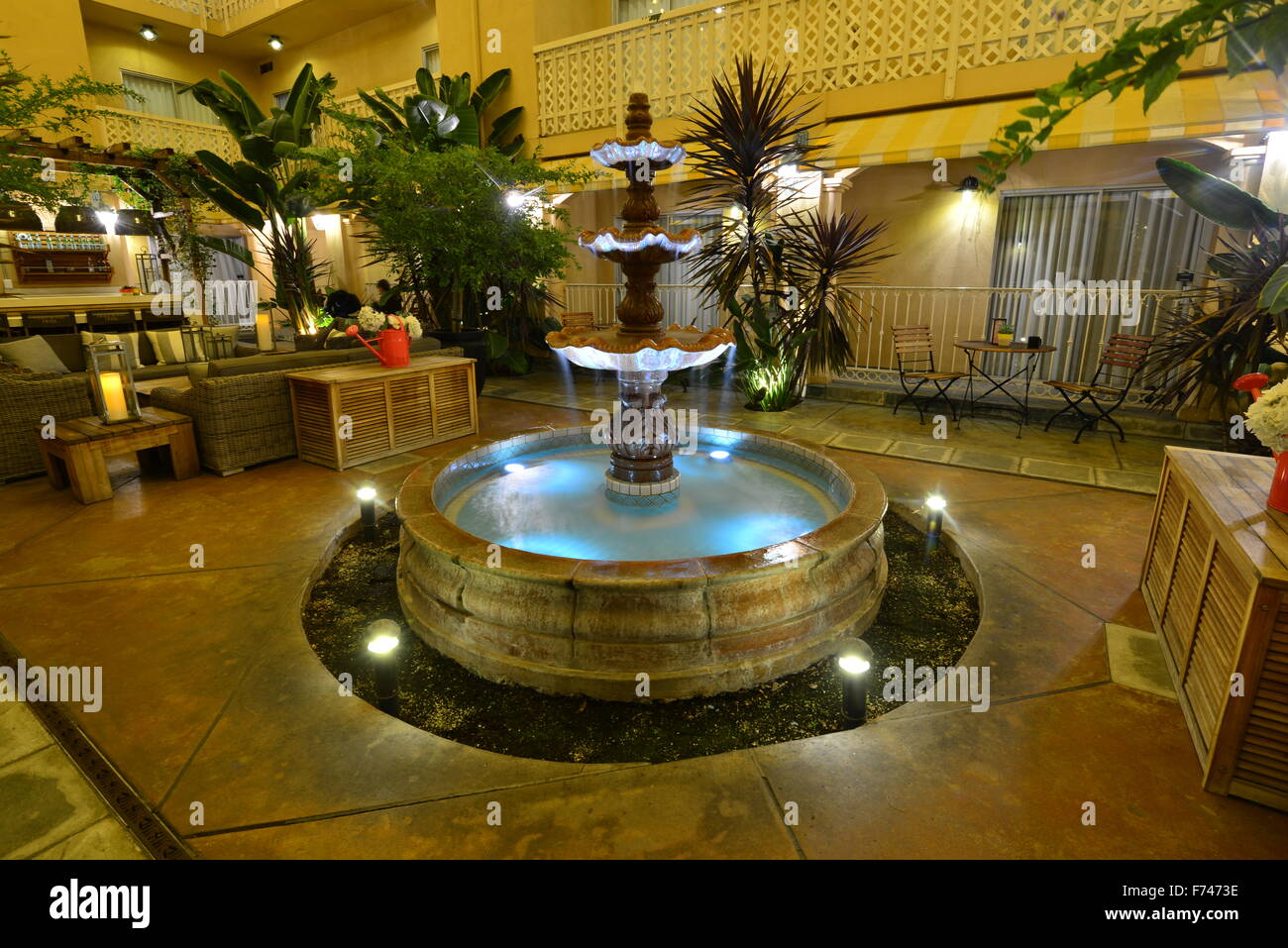 Inner atrium rest area of a Hotel in California Stock Photo - Alamy