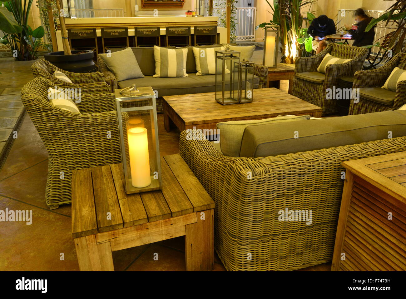 Inner atrium rest area of a Hotel in California Stock Photo - Alamy