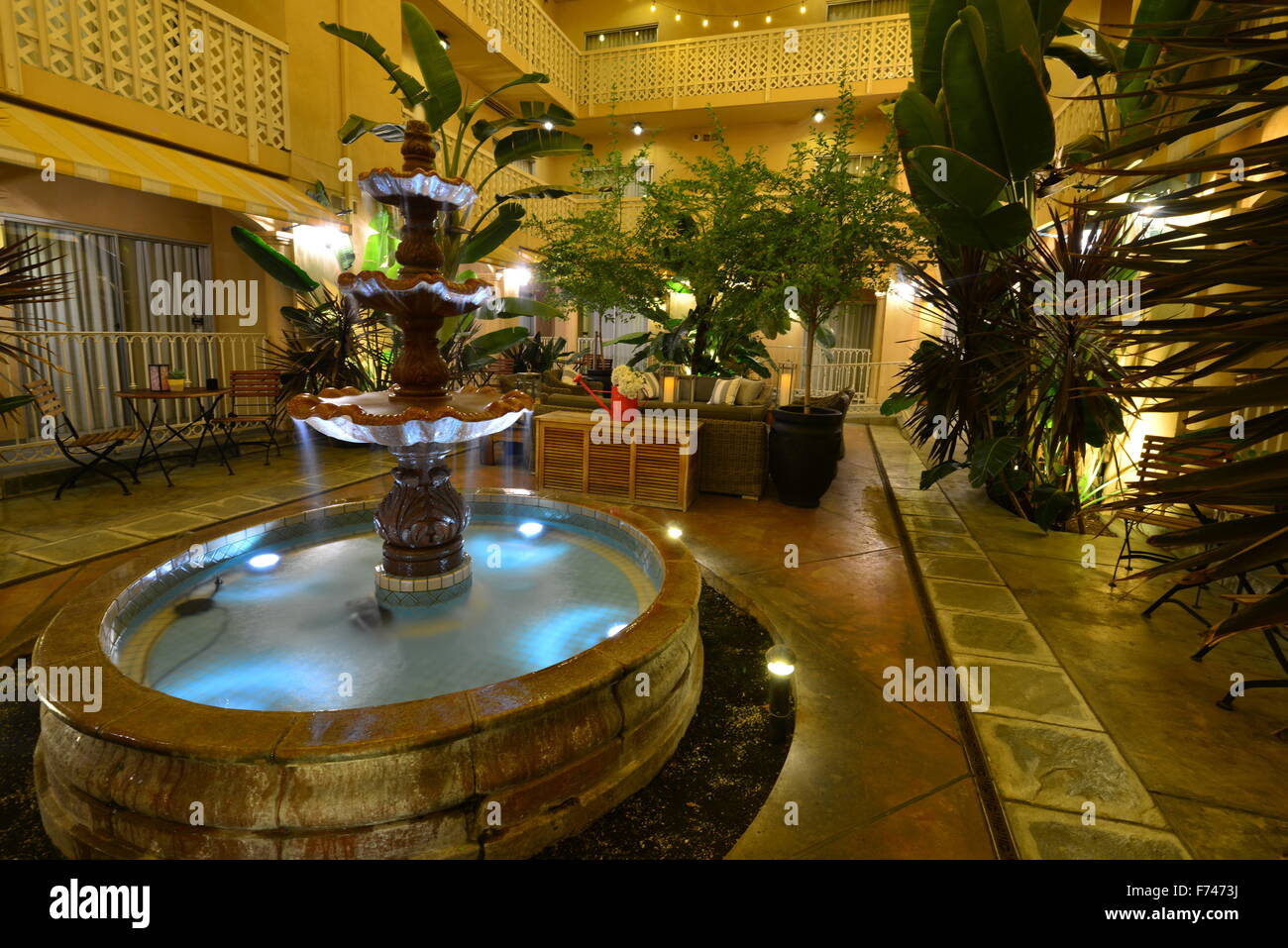 Inner atrium rest area of a Hotel in California Stock Photo - Alamy