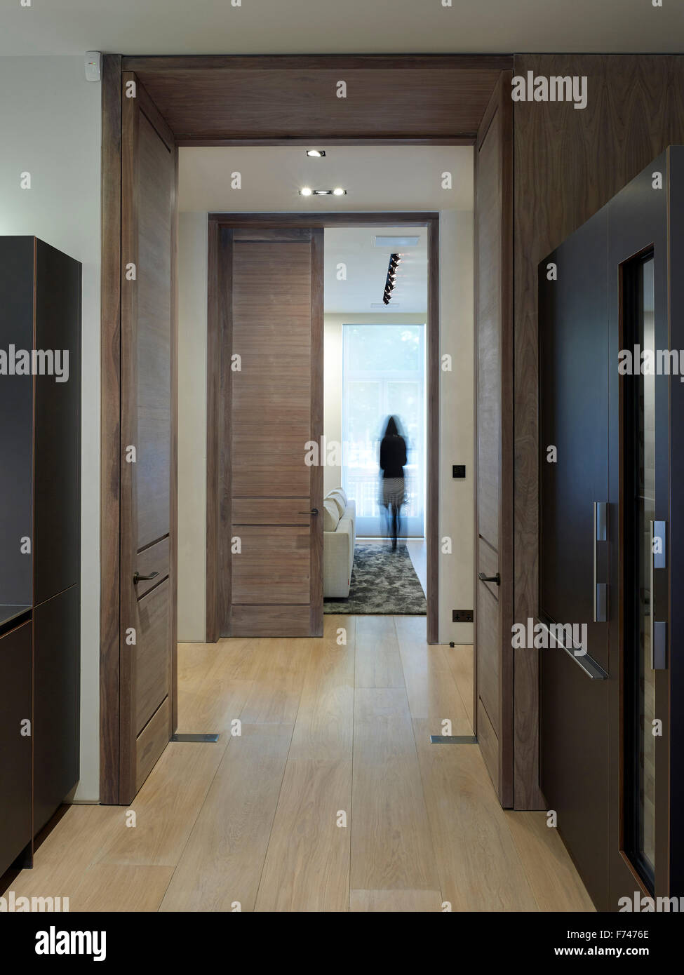 Wood panelled corridor in Chelsea Apartment, London, England, UK Stock ...