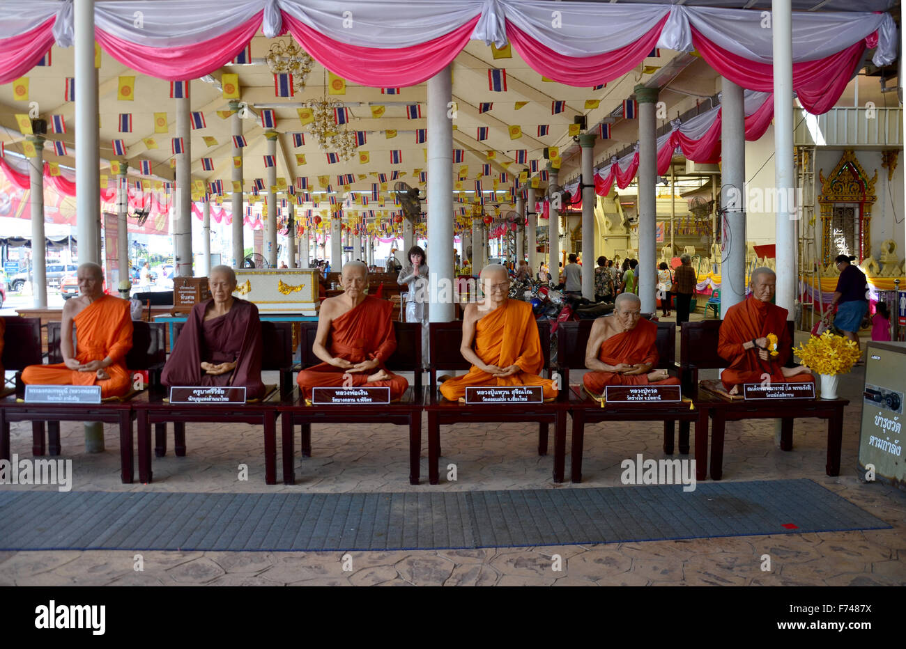 Buddhist saint wax model for show traveller at Wat Rai Khing on ...