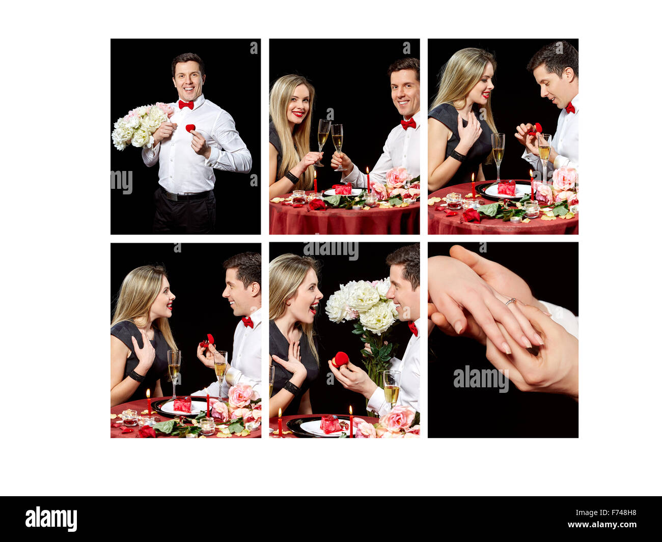 Collage of lovely couple who decided to get married Stock Photo - Alamy