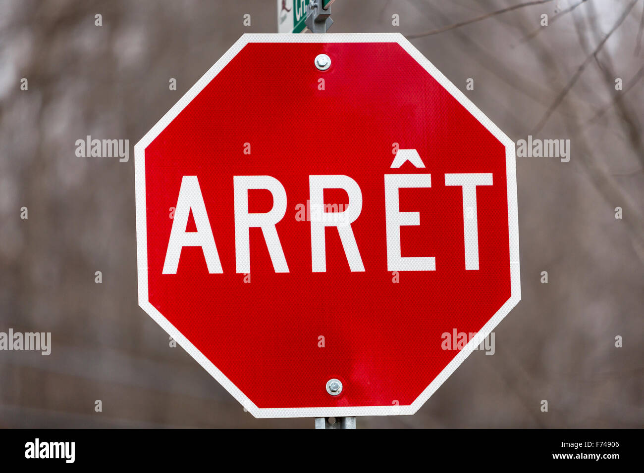 North America, Canada, Quebec, French stop sign Stock Photo - Alamy
