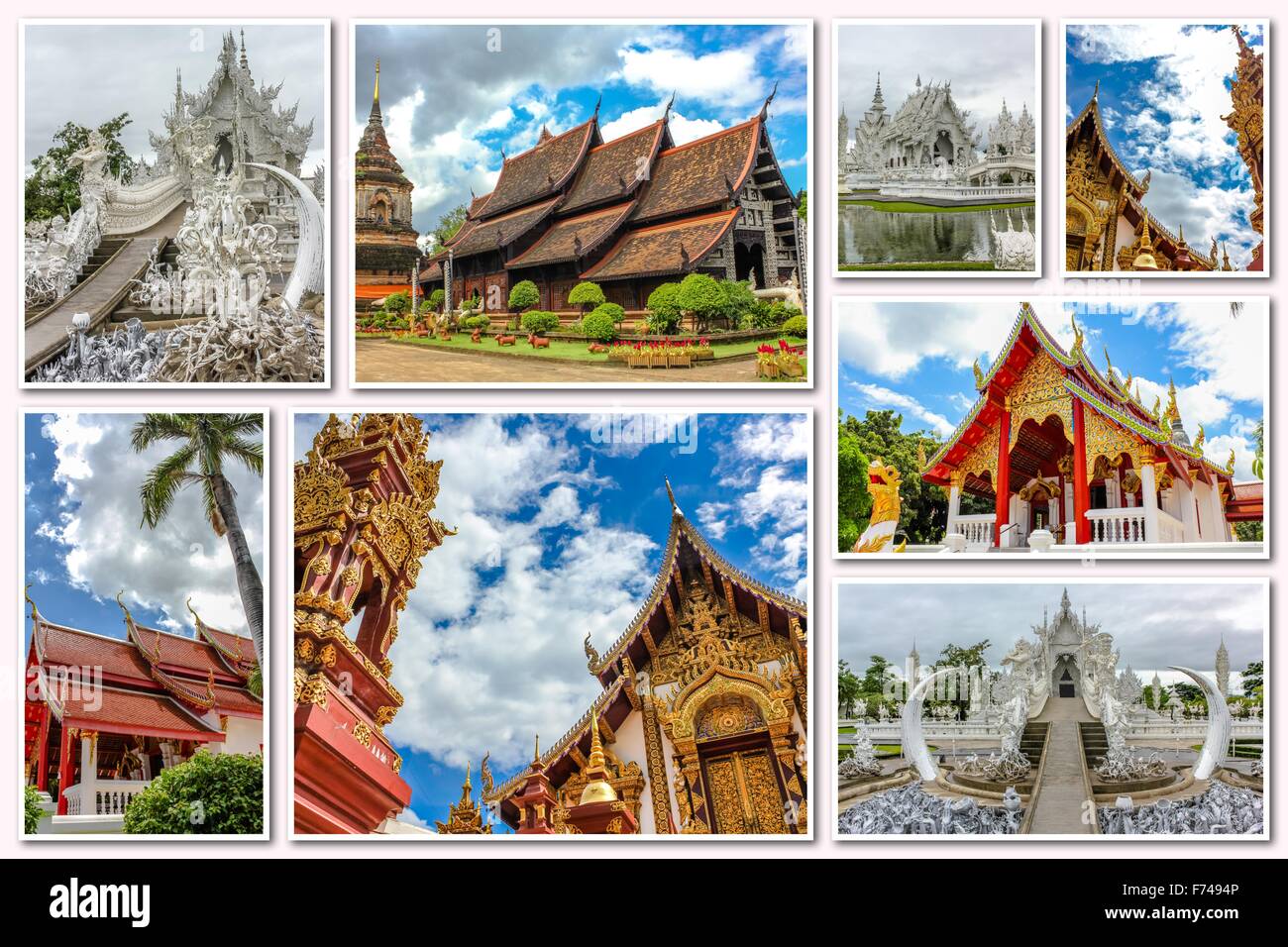 Buddhist temples collage Stock Photo - Alamy