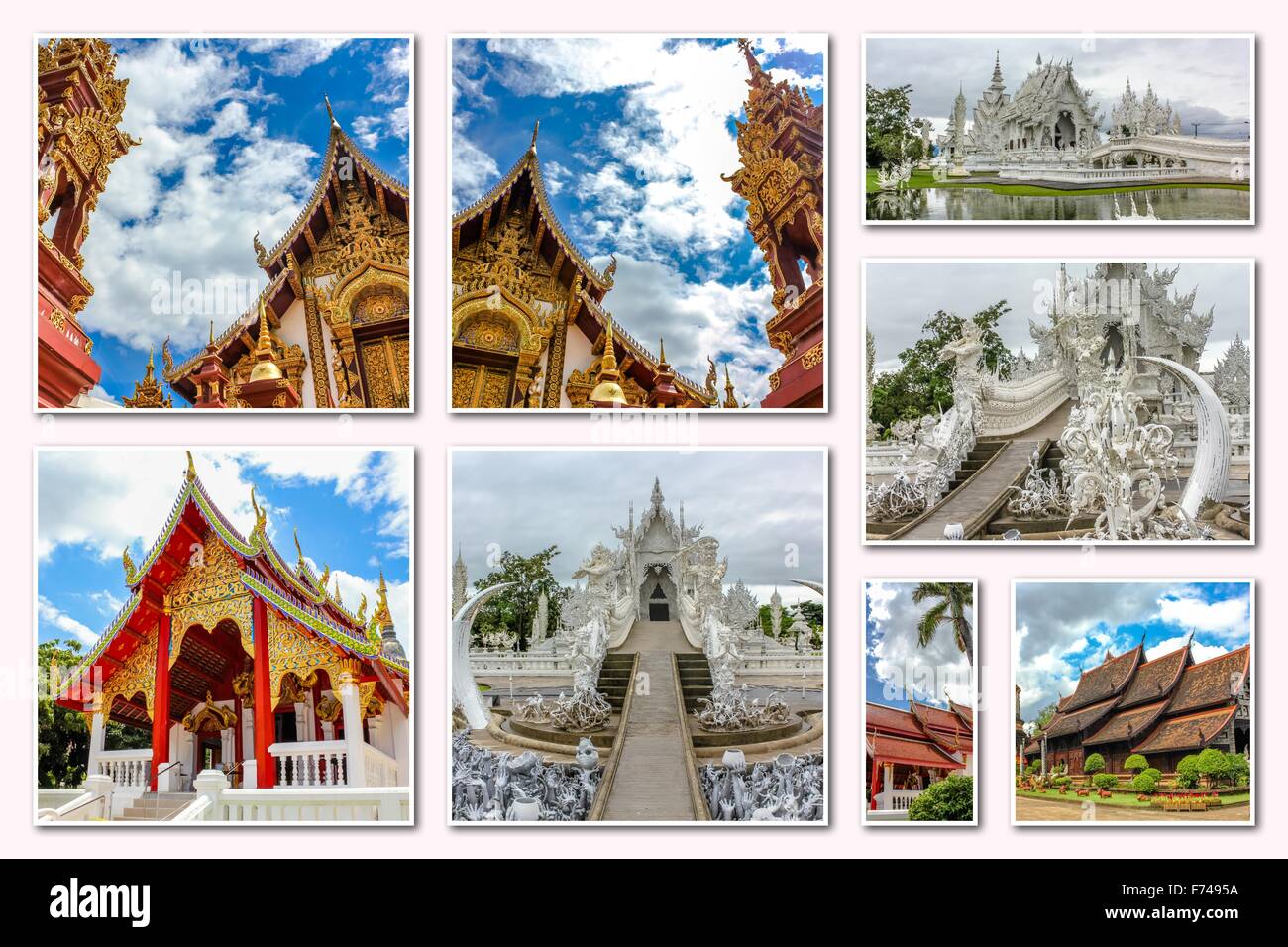 Chiang Mai temples collage Stock Photo - Alamy