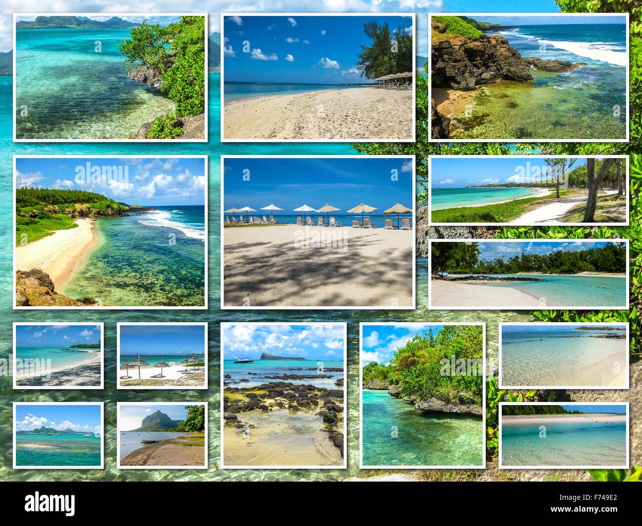Mauritius white beaches collage Stock Photo - Alamy