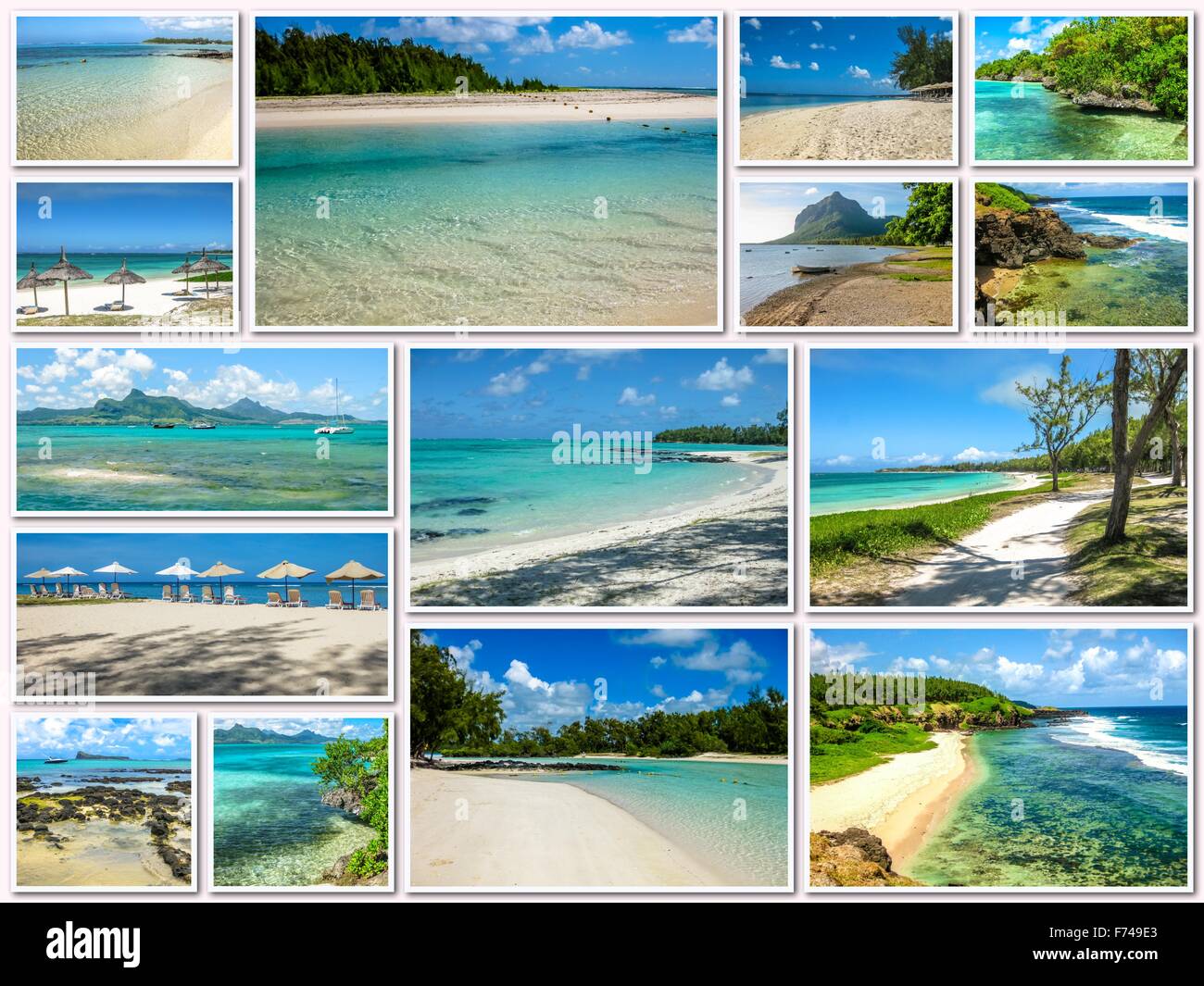 Mauritius tropical beaches collage Stock Photo - Alamy