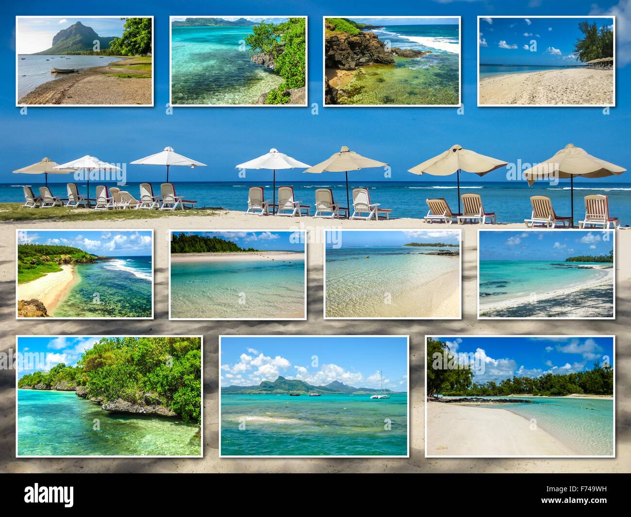Mauritius tropical beaches collage Stock Photo - Alamy