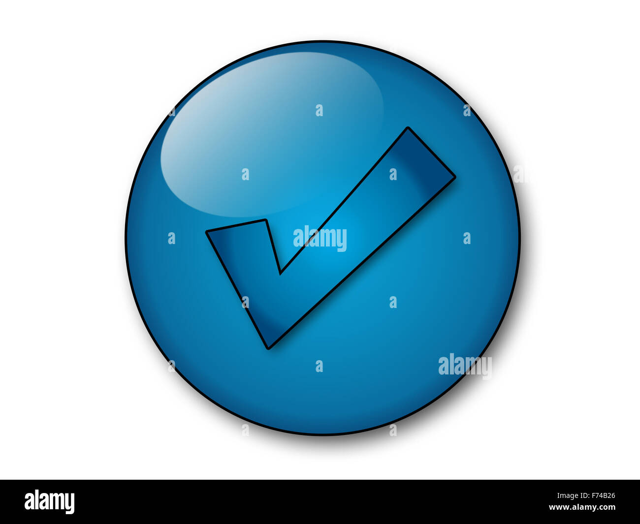 Aqua Check Web Button Stock Photo - Alamy