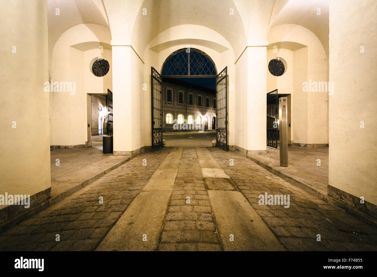 Hallway at the Munich Residenz at night, in Munich, Germany Stock Photo ...