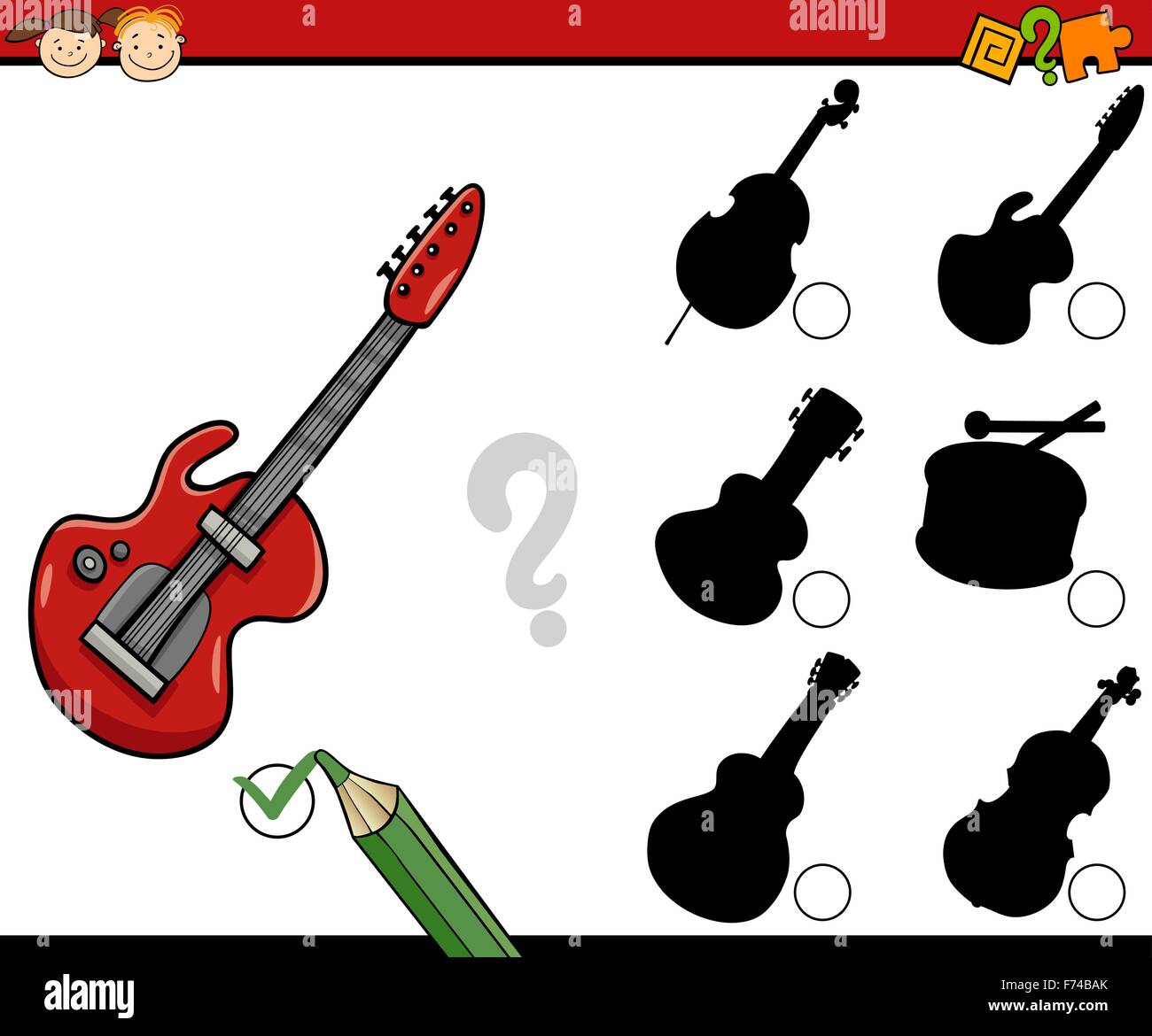 Cartoon Illustration of Education Shadow Matching Task for Preschool ...