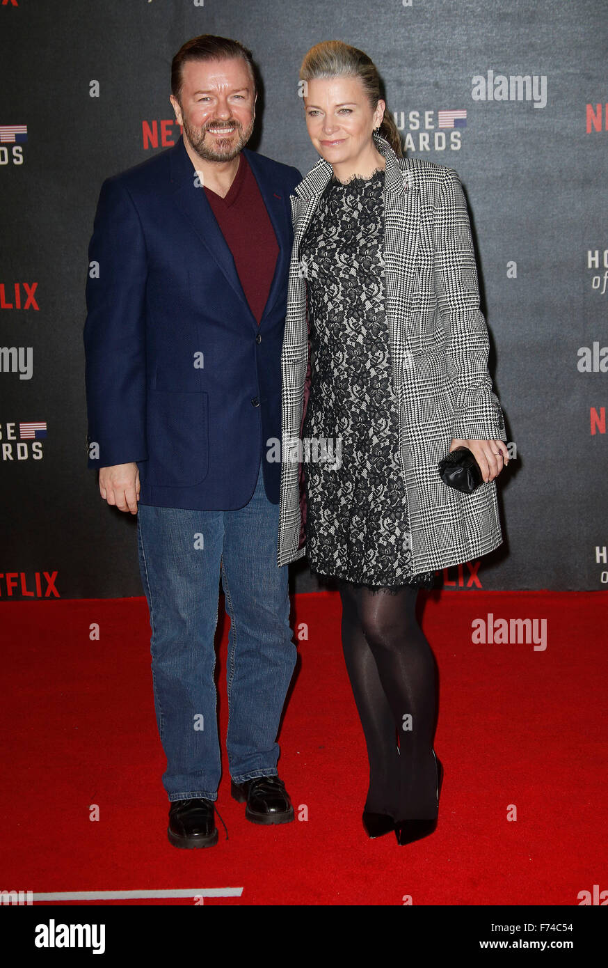 Feb 26, 2015 - London, England, UK - Ricky Gervais and Jane Fallon ...