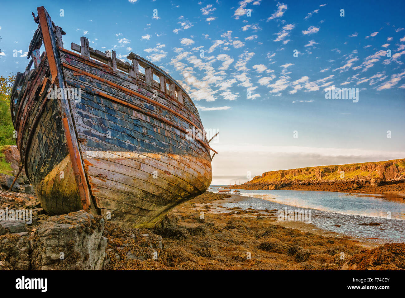 Wreck on Beach Stock Photo - Alamy