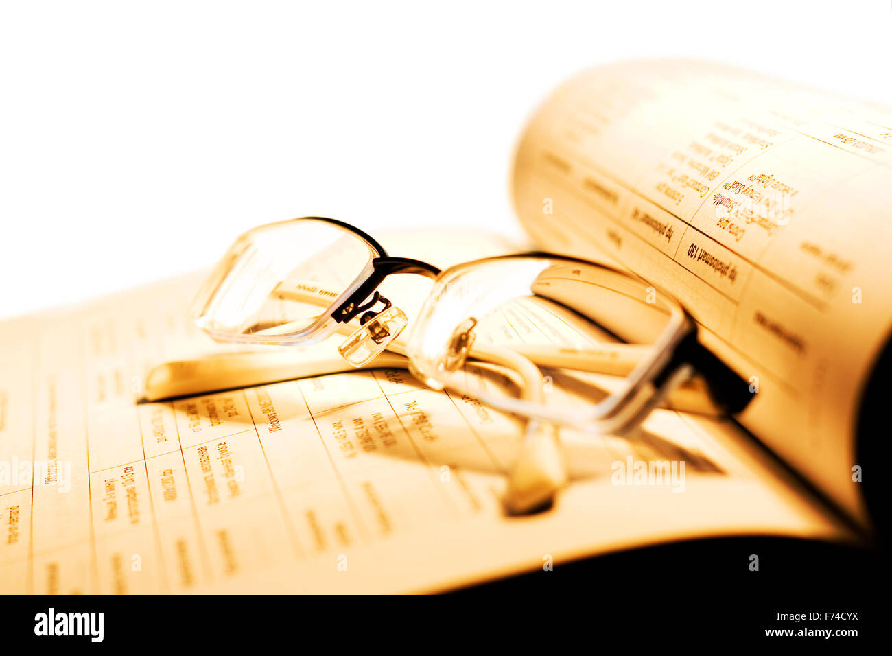 Book and Glasses Stock Photo - Alamy