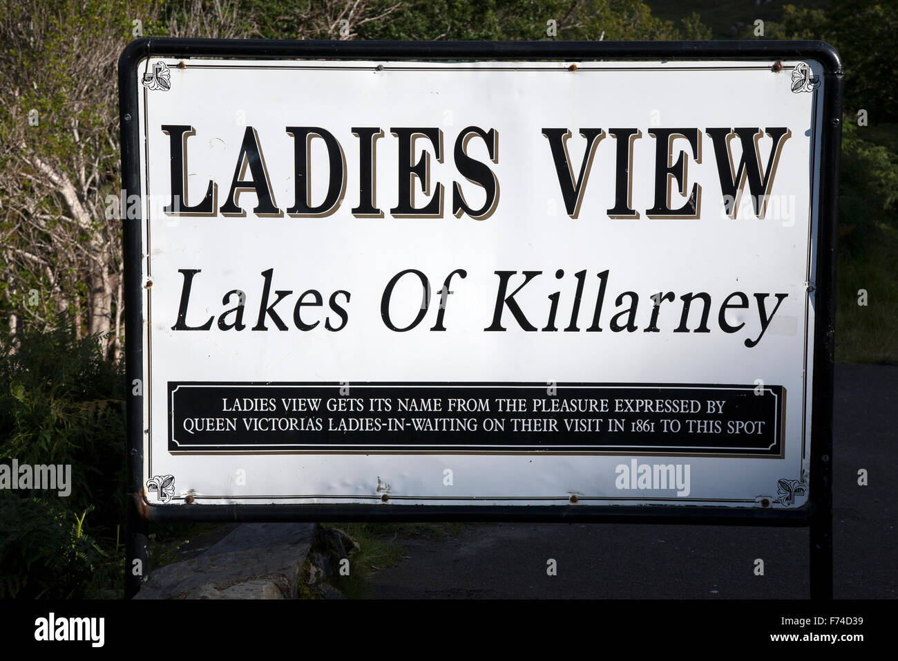 Ladies View Sign, Killarney National Park, Ireland Stock Photo - Alamy