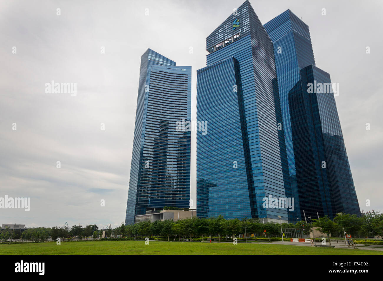 Blue skyscrapers in Singapore Stock Photo - Alamy