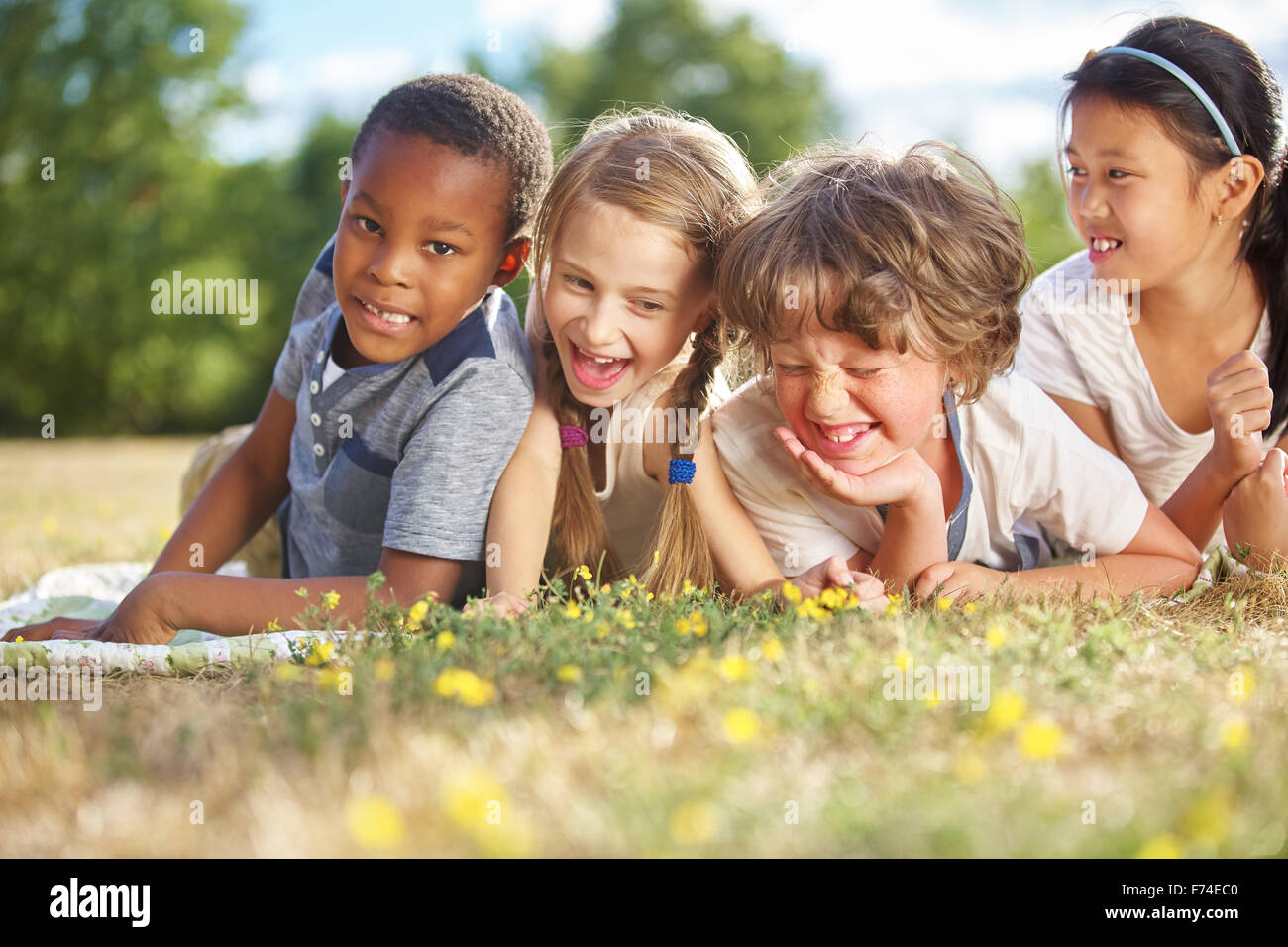 Cheerful group of kids having fun and laughing Stock Photo - Alamy