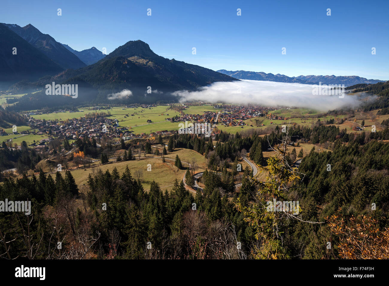 View of Ostrach Valley, Bad Oberdorf left, Imberger Horn middle, Bad ...