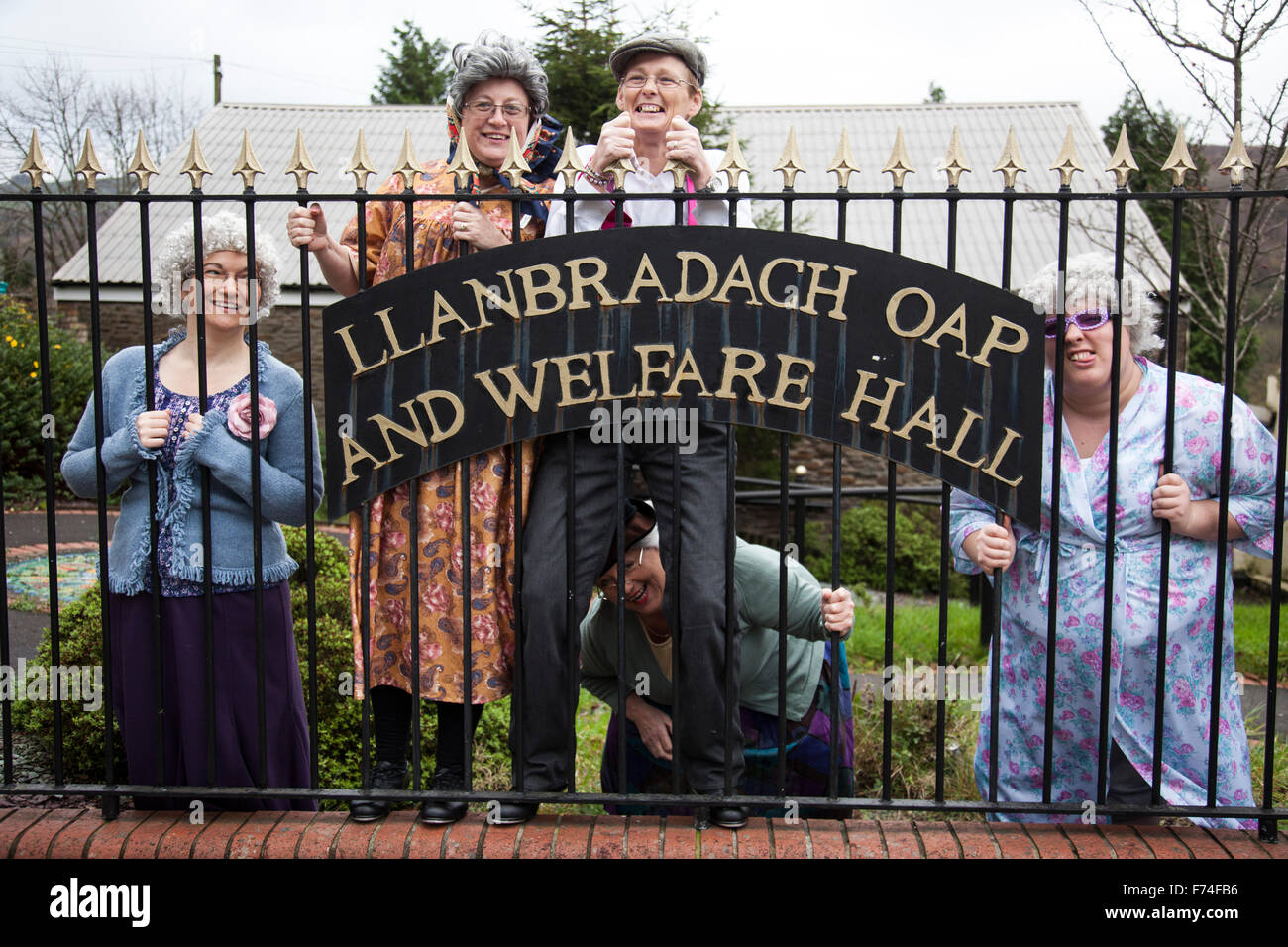 UNITED KINGDOM, WALES; 16 November 2015. Women dressed as old ladies ...
