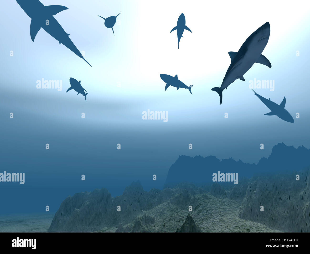 Flight of sharks Stock Photo - Alamy