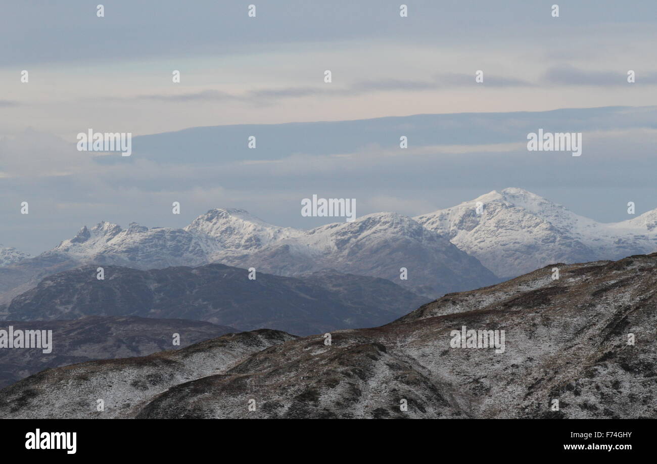Left to Right peaks of Ben Arthur, Beinn Narnain, A'Chrois and Ben Ime ...