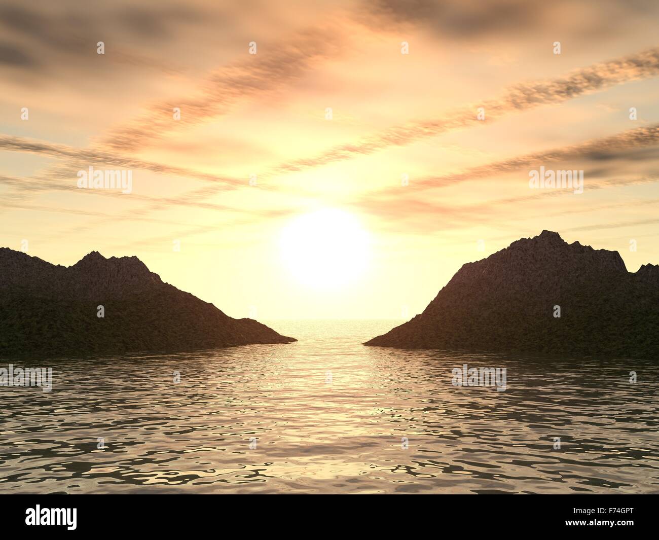 Fantastic yellow sunset Stock Photo - Alamy