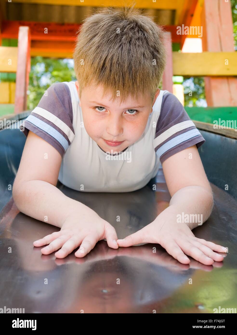 boy on a chute Stock Photo - Alamy