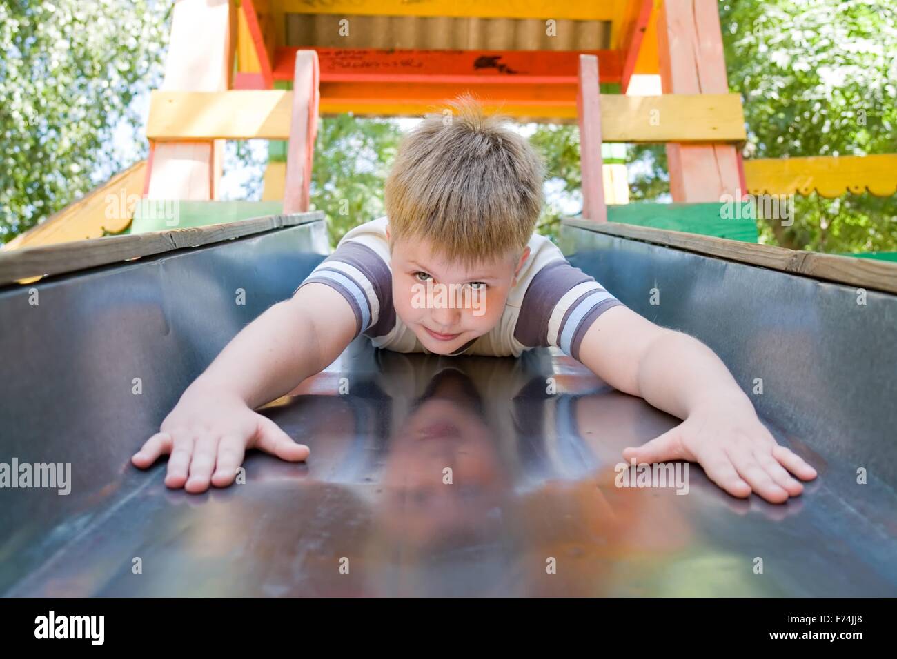 boy on a chute Stock Photo - Alamy